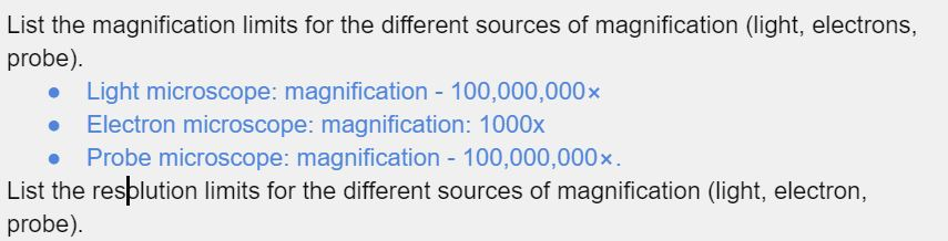 Solved List the magnification limits for the different | Chegg.com