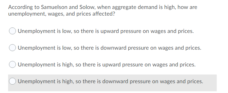 Solved According to Samuelson and Solow, when aggregate | Chegg.com