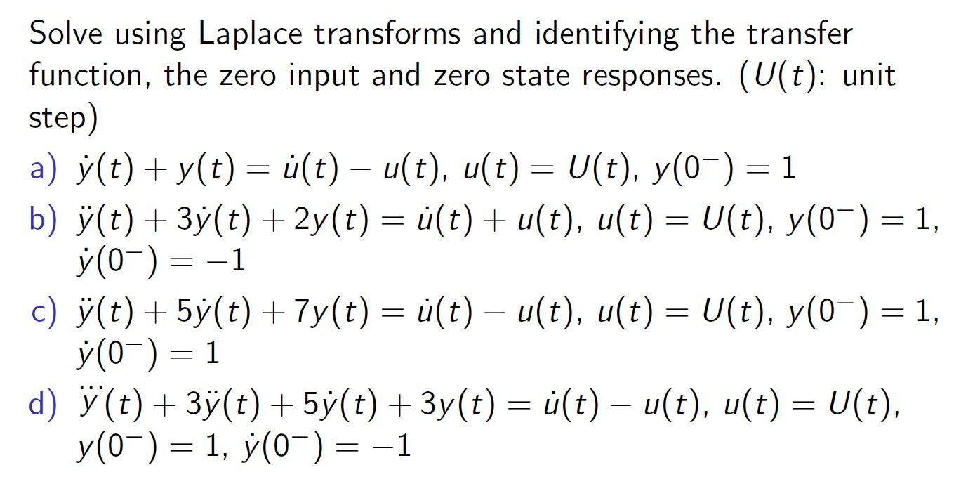Solved Solve using Laplace transforms and identifying the | Chegg.com