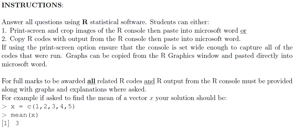 Solved INSTRUCTIONS: Answer all questions using R | Chegg.com