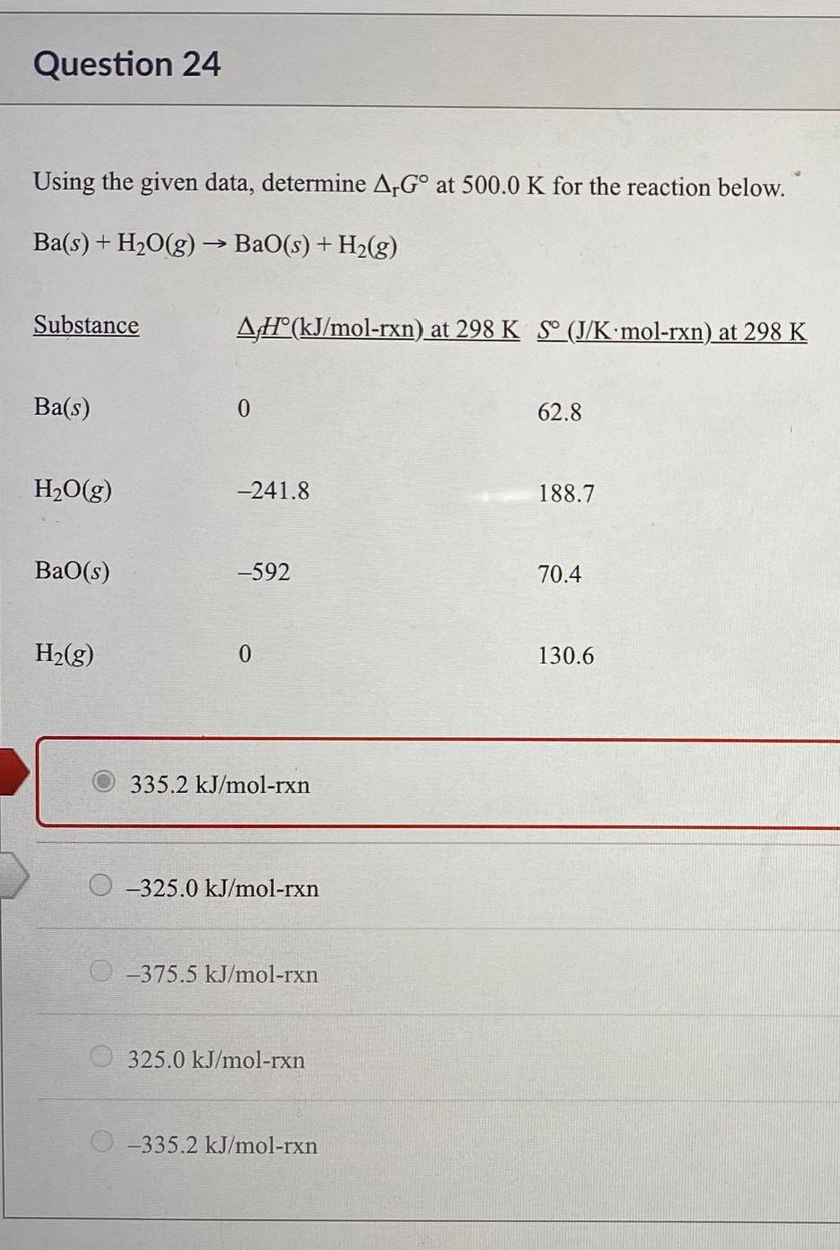 Solved Using the given data, determine ΔrG∘ at 500.0 K for | Chegg.com