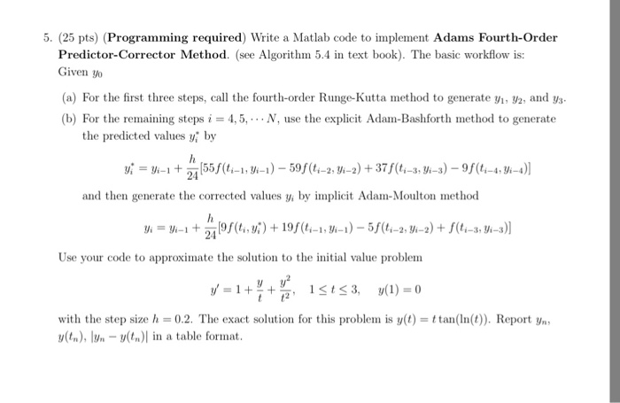 Solved 5. (25 pts) (Programming required) Write a Matlab | Chegg.com