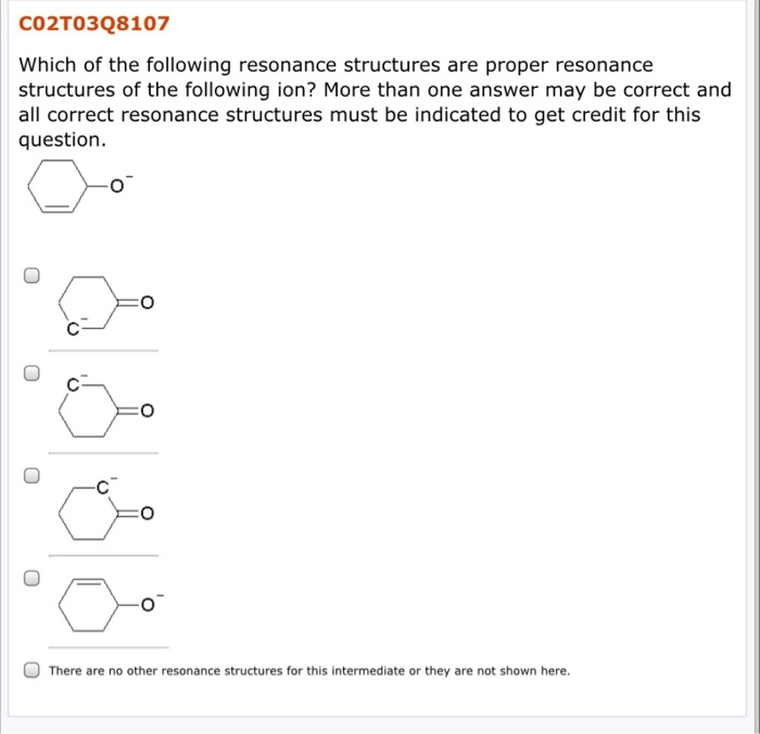 Solved CO2TO3Q6085 Which of the following resonance | Chegg.com