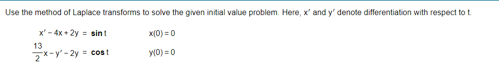 Solved Use the method of Laplace transforms to solve the | Chegg.com