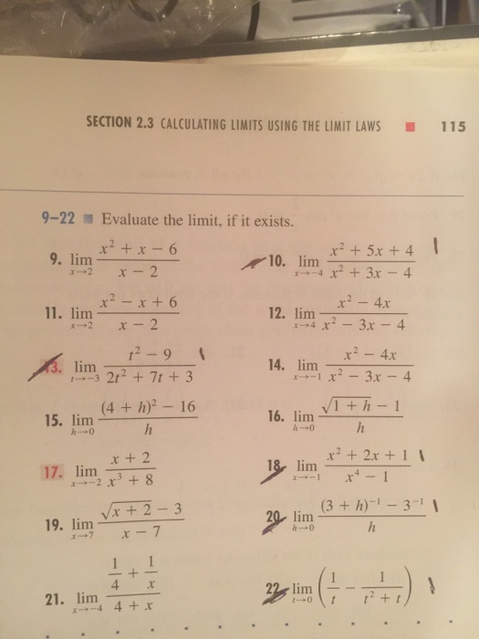 Solved Section 2 3 Calculating Limits Using The Limit Laws