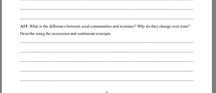 Solved A15. What is the difference between seral communities | Chegg.com