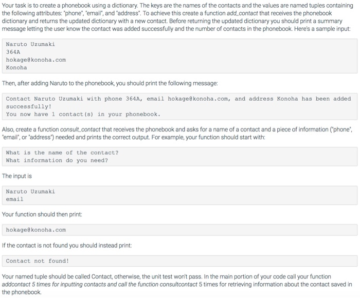 Solved Your task is to create a phonebook using a | Chegg.com