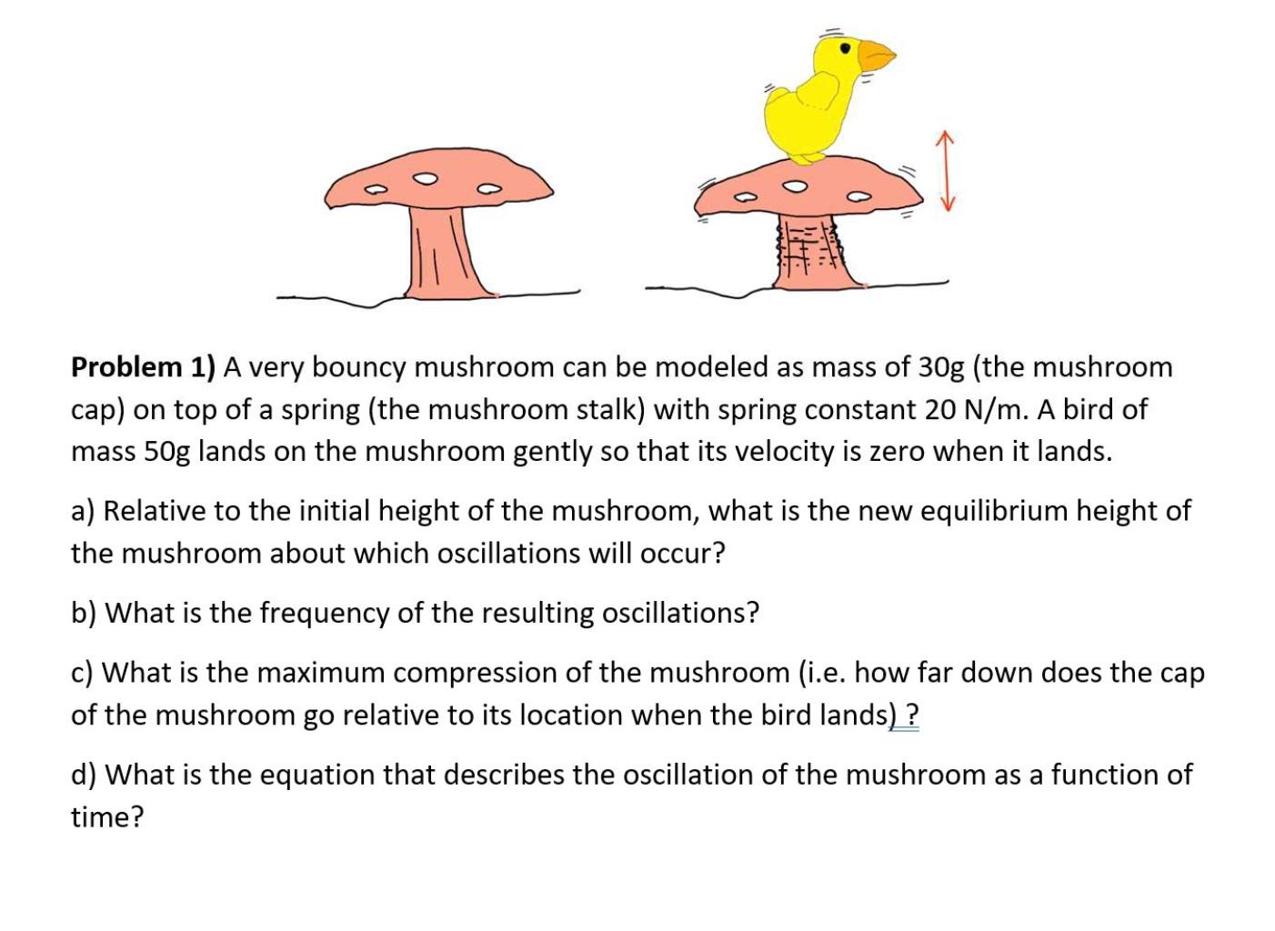 Solved Problem 1) A very bouncy mushroom can be modeled as | Chegg.com