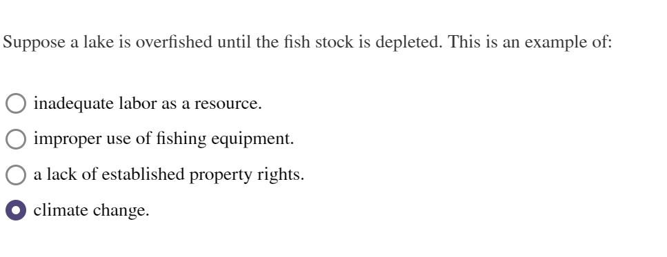 Solved Suppose a lake is overfished until the fish stock is | Chegg.com
