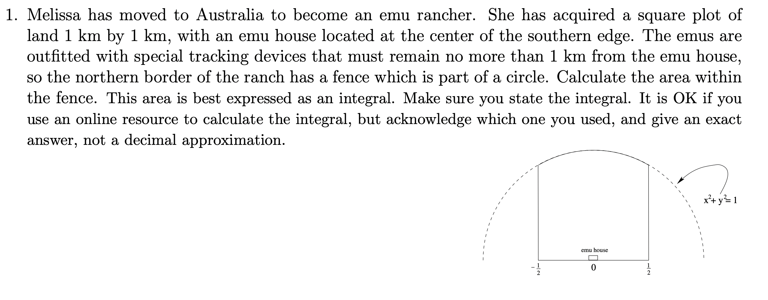 Solved Melissa has moved to Australia to become an emu | Chegg.com