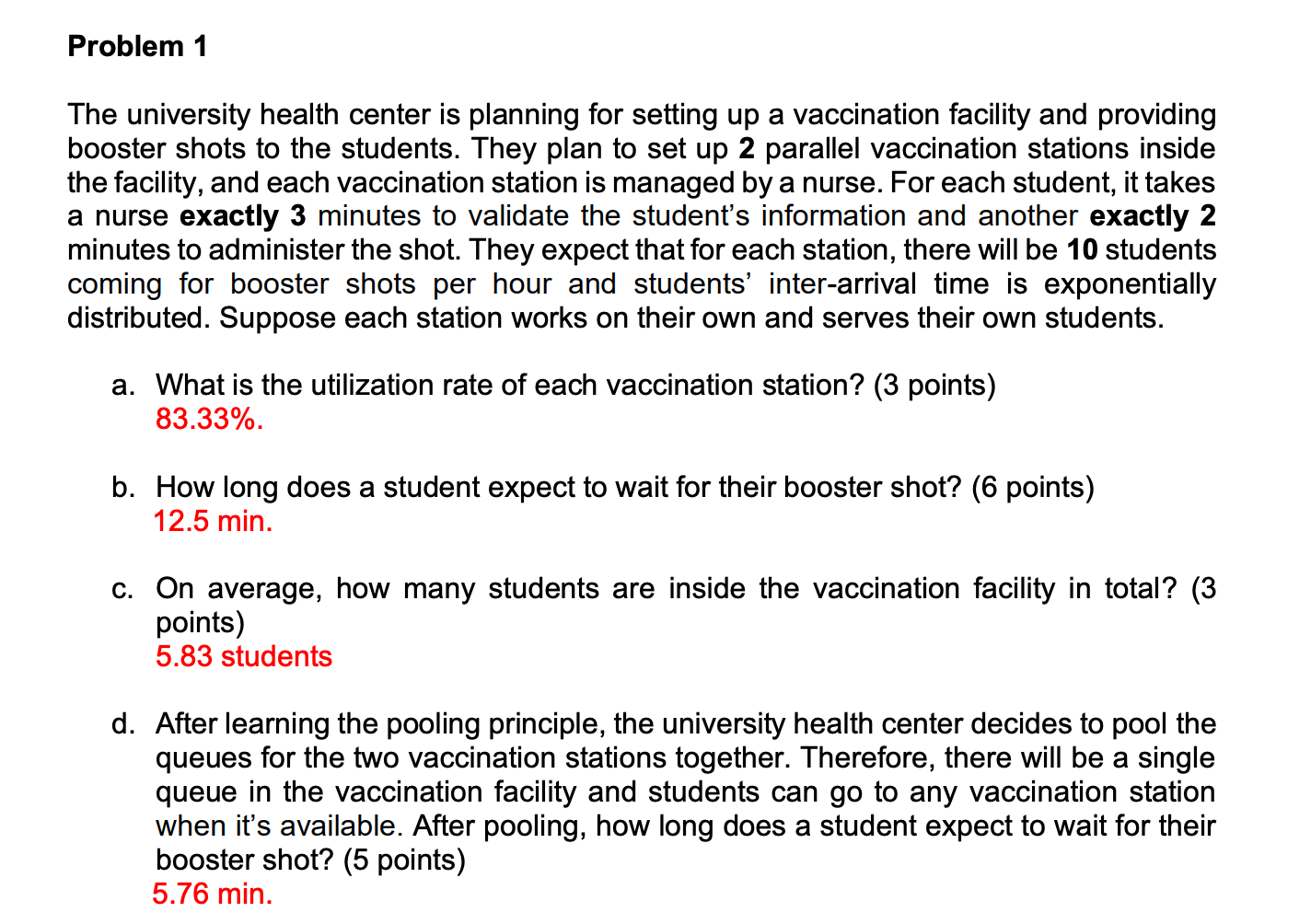 Solved The university health center is planning for setting | Chegg.com