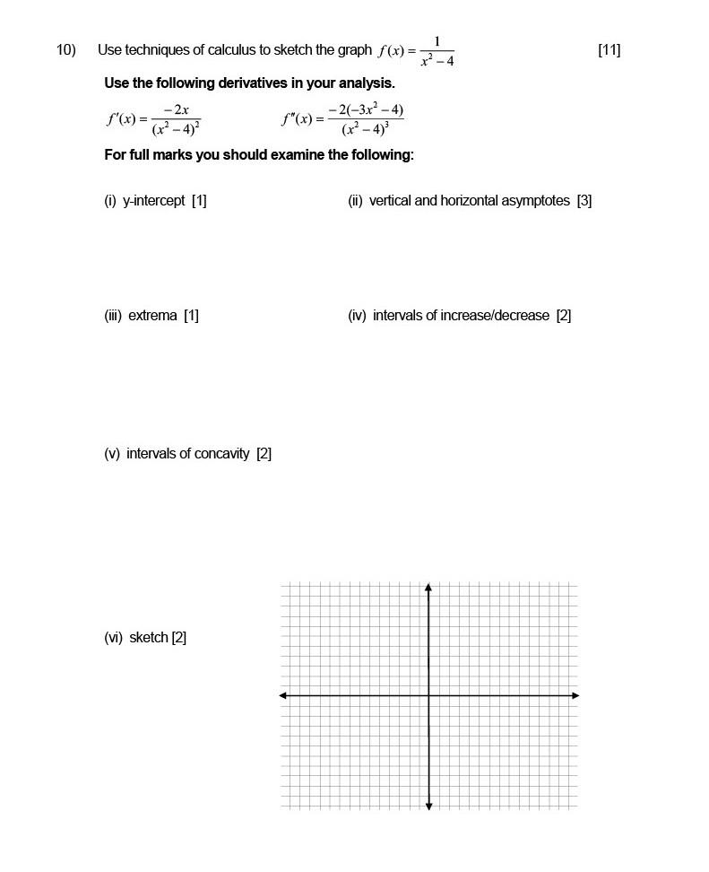 Solved 10) Use techniques of calculus to sketch the graph | Chegg.com