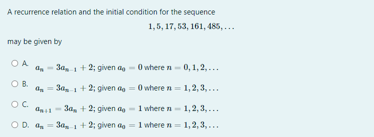 Solved A recurrence relation and the initial condition for | Chegg.com