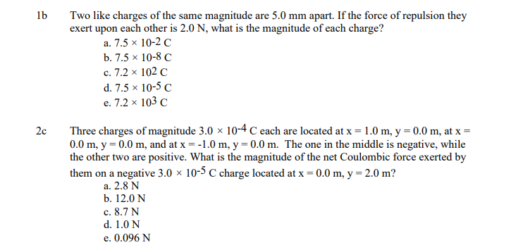 Solved b Two like charges of the same magnitude are 5.0 mm | Chegg.com