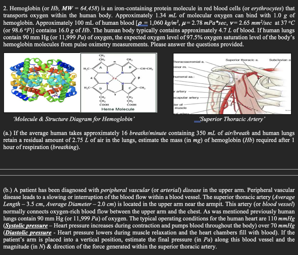 2. Hemoglobin (or Hb, MW = 64,458) is an | Chegg.com