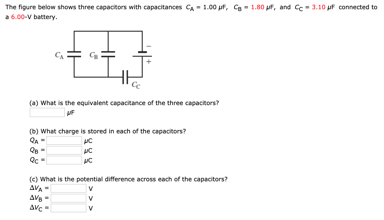 Solved The figure below shows three capacitors with | Chegg.com