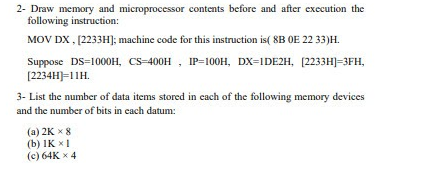 Solved 2- Draw memory and microprocessor contents before and | Chegg.com
