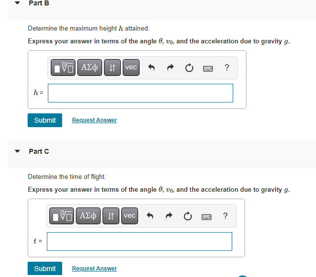 Solved The projectile is launched with a velocity v0. Part A | Chegg.com