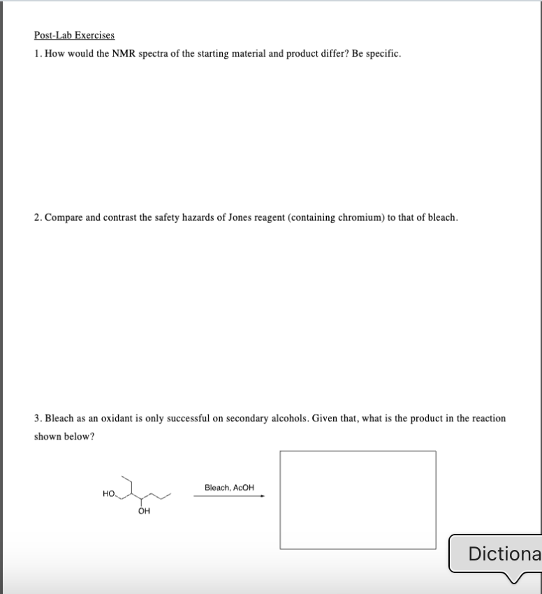 Solved Post-Lab Exercises1. ﻿How would the NMR spectra of | Chegg.com
