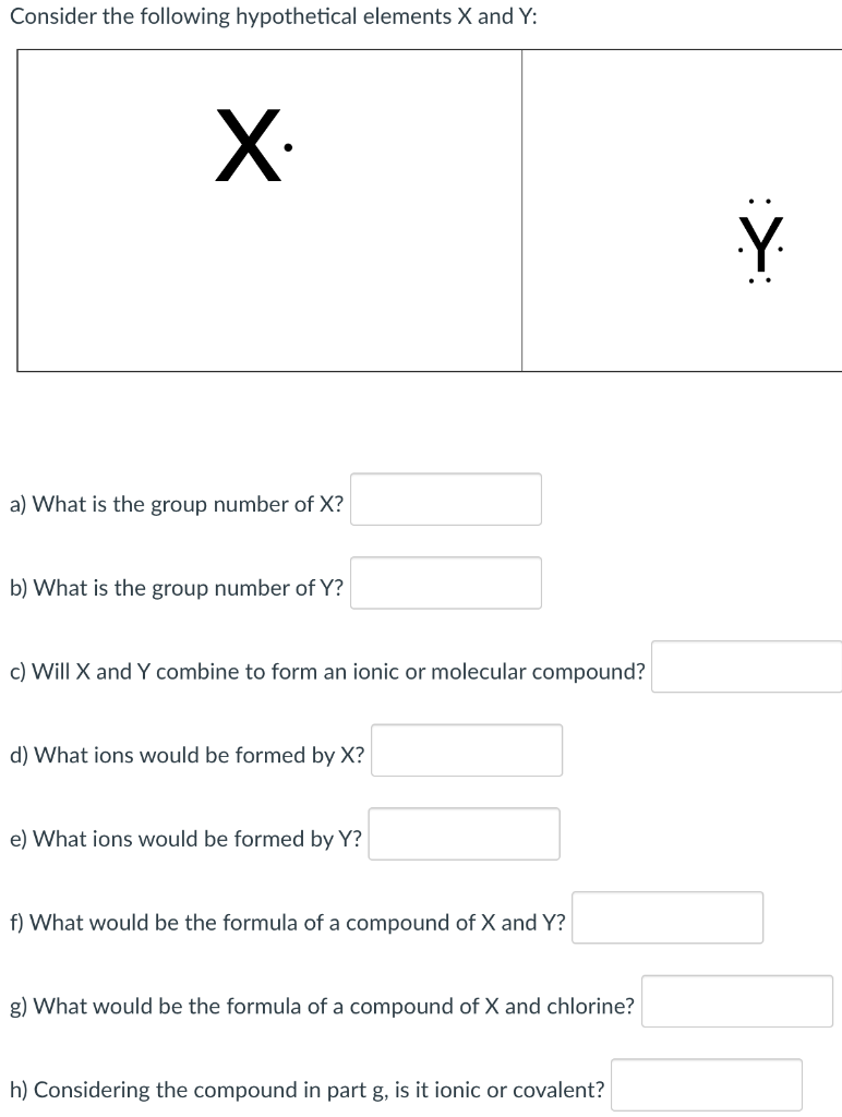Solved Consider the following hypothetical elements X and Y: | Chegg.com