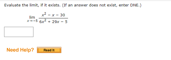 Solved Evaluate the limit, if it exists. (If an answer does | Chegg.com