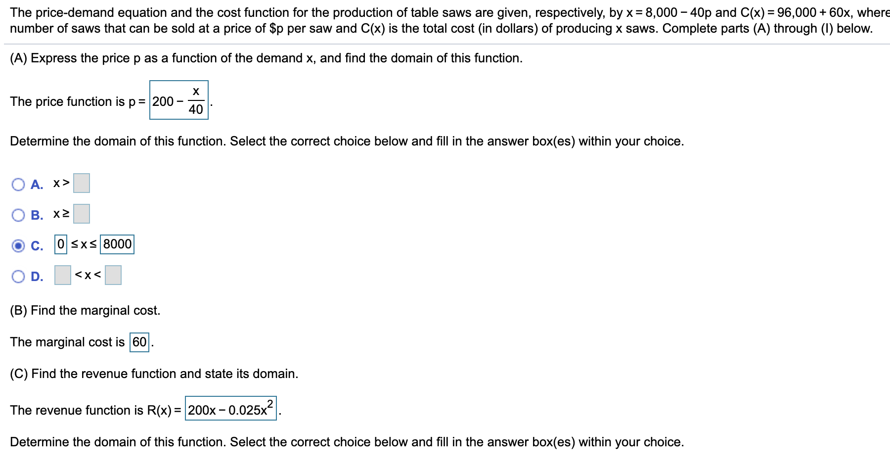 Solved The price-demand equation and the cost function for | Chegg.com