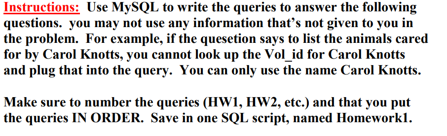 Solved Instructions: Use MySQL to write the queries to | Chegg.com