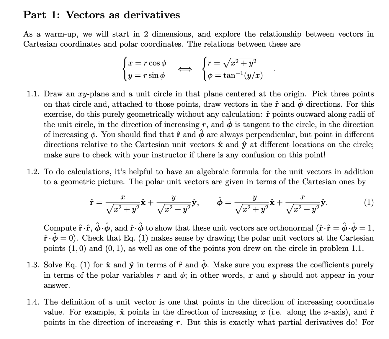 Solved Part 1: Vectors as derivatives As a warm-up, we will | Chegg.com