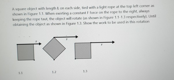 Solved A square object with length L on each side, tied with | Chegg.com