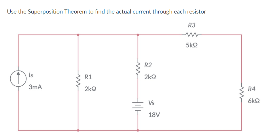 Solved Use the Superposition Theorem to find the actual | Chegg.com
