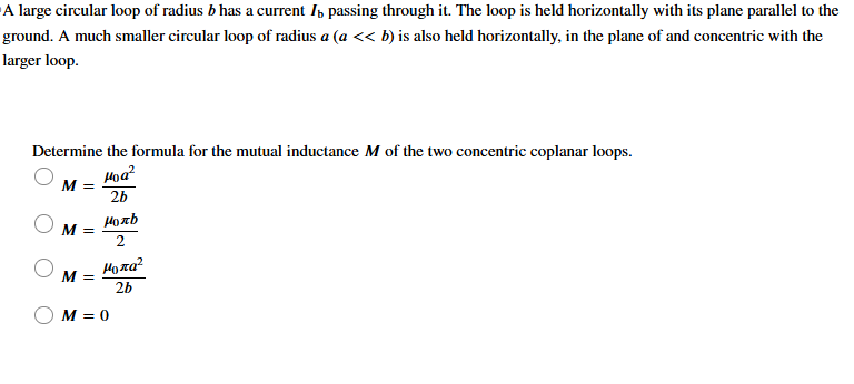 Solved A large circular loop of ﻿radius b ﻿has a current Ib | Chegg.com