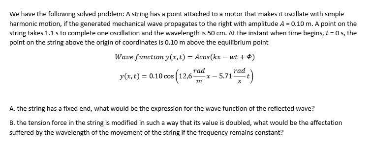 Solved We have the following solved problem: A string has a | Chegg.com