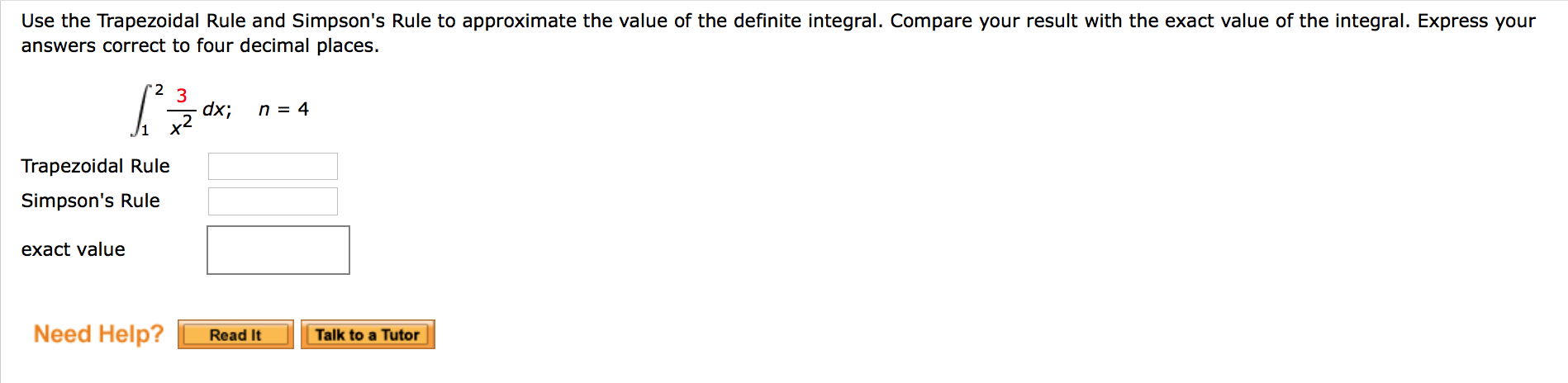 Solved Use the Trapezoidal Rule and Simpson's Rule to | Chegg.com