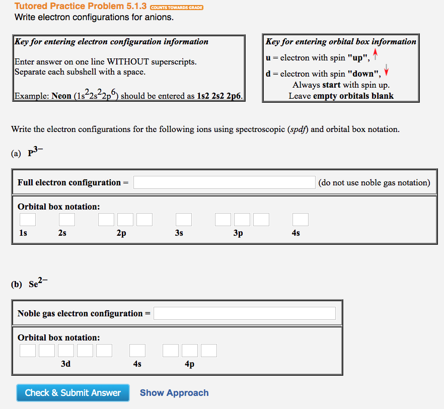 Solved Tutored Practice Problem 5.1.3 Write electron | Chegg.com