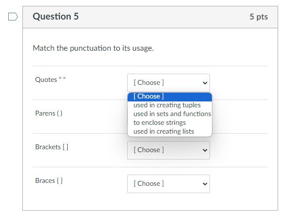 Solved Match the punctuation to its usage. Quotes " "What | Chegg.com