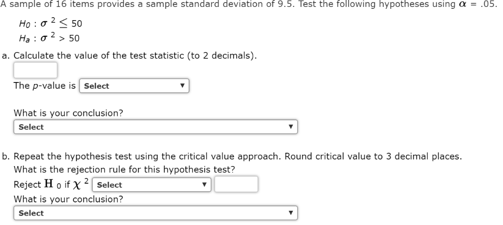 Solved A sample of 16 items provides a sample standard | Chegg.com