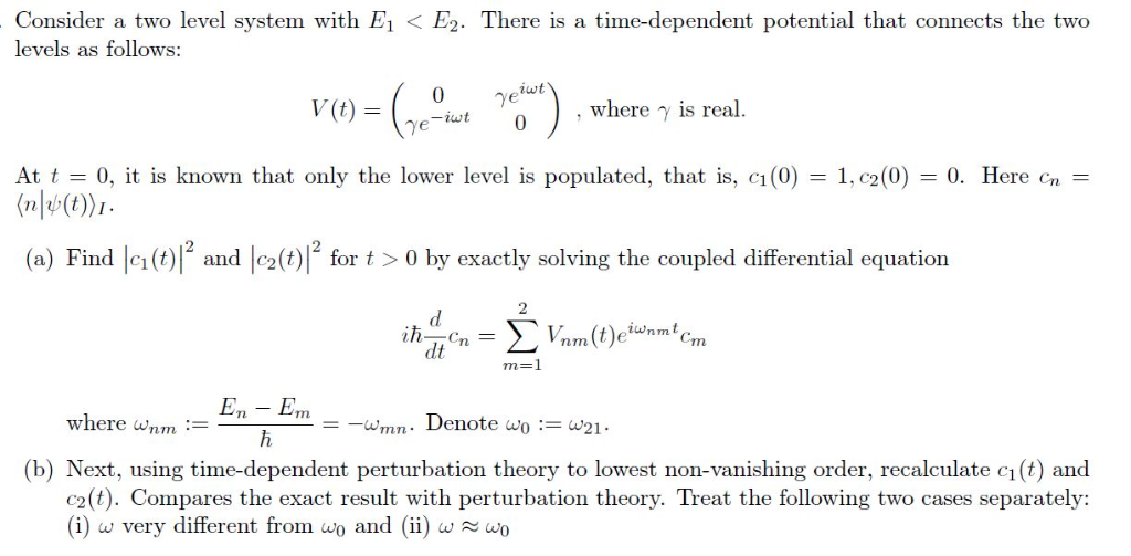 Solved - Consider a two level system with Ei