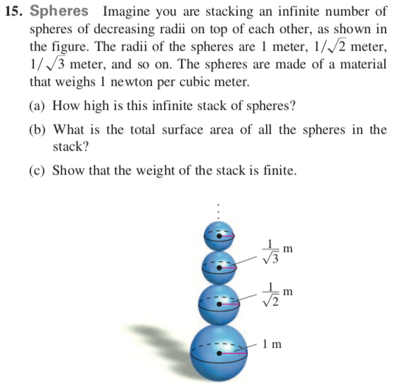 Solved 15. Spheres Imagine you are stacking an infinite | Chegg.com