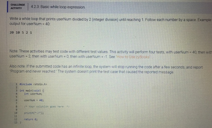 Solved Challenge Activity 423 Basic Loop Expression Write