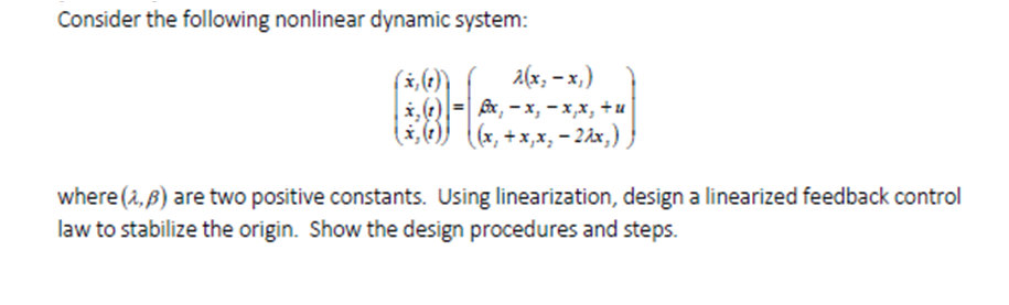Consider the following nonlinear dynamic system: | x, | Chegg.com
