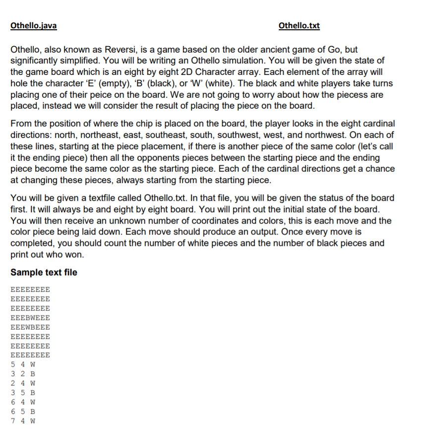 Solved Othello.java Othello.txt Othello, also known as | Chegg.com