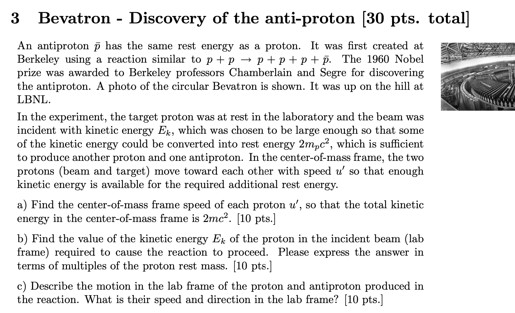 3 Bevatron - Discovery of the anti-proton [30 pts. | Chegg.com