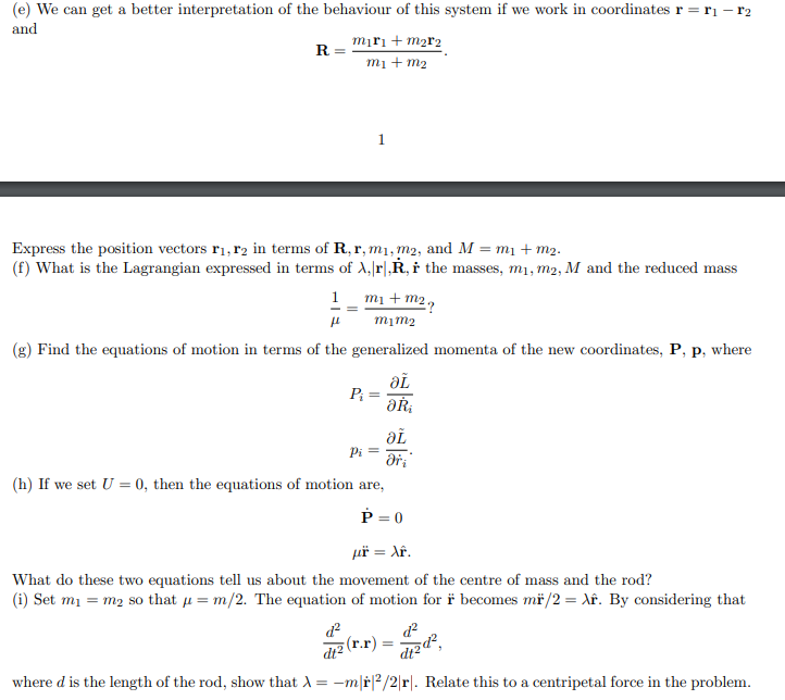 2 Lets Consider The Two Body Problem Under A
