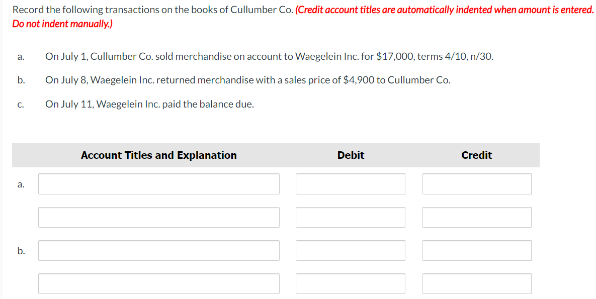 Solved Record the following transactions on the books of | Chegg.com