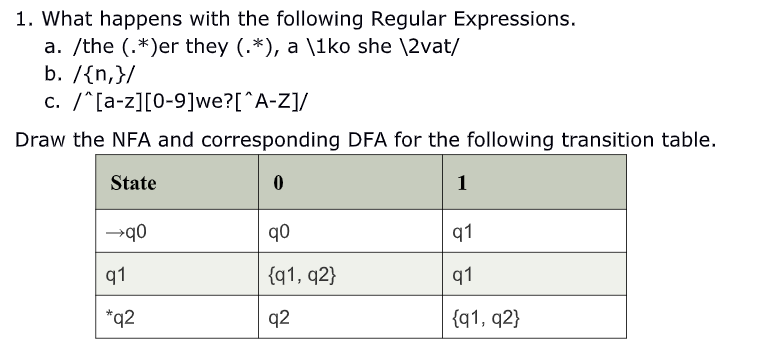 Solved What happens with the following Regular | Chegg.com