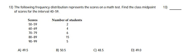Solved 13) The following frequency distribution represents | Chegg.com