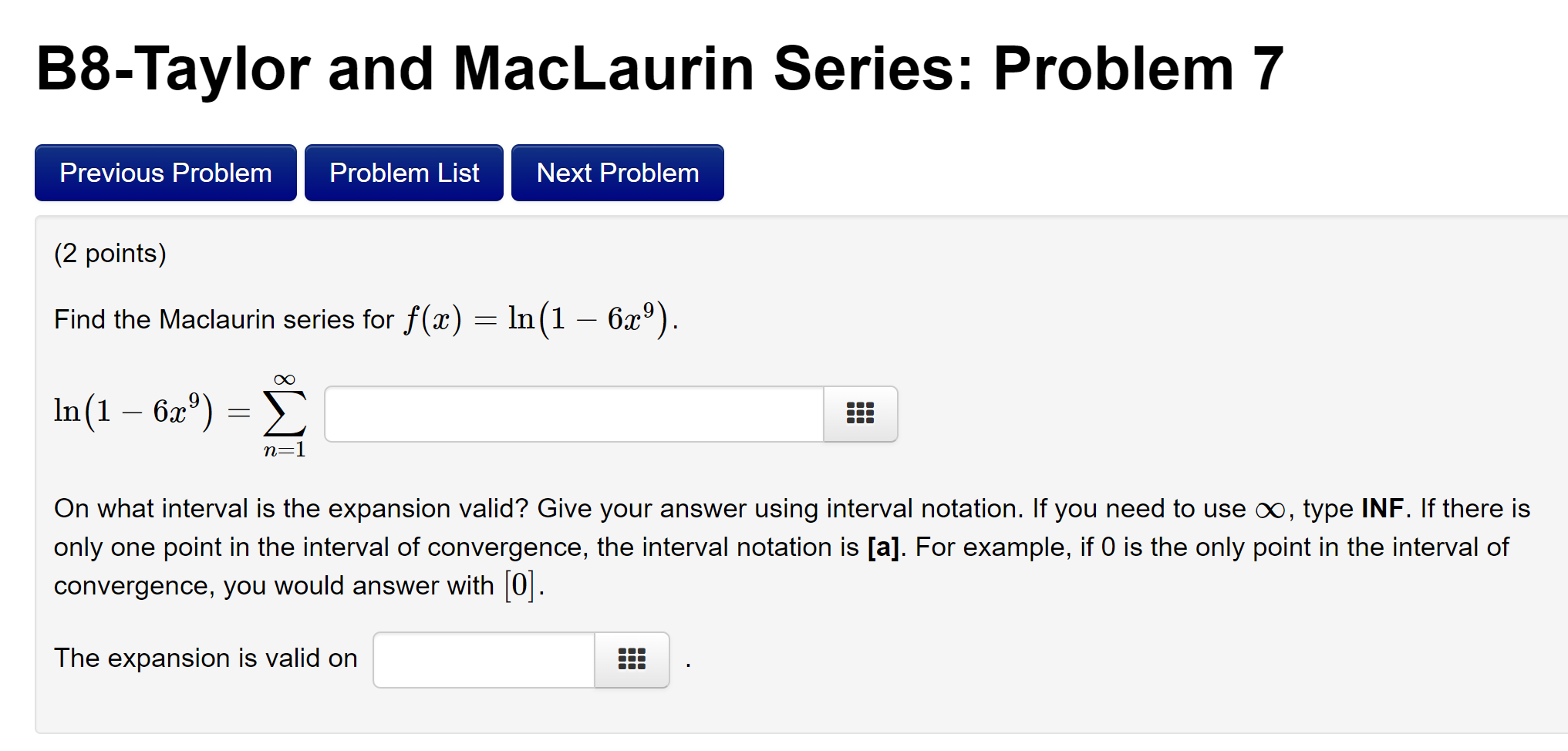 Solved B8-Taylor and MacLaurin Series: Problem 7 (2 points) | Chegg.com