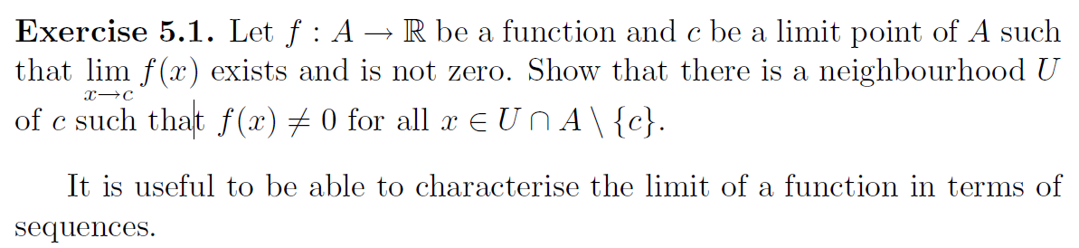 Solved Exercise 5.1. Let f : A → R be a function and c be a | Chegg.com