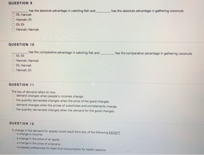 Solved QUESTION 9 has the absolute advantage in catching | Chegg.com