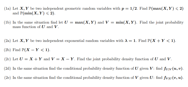 (la) Let X, Y be two independent geometric random | Chegg.com